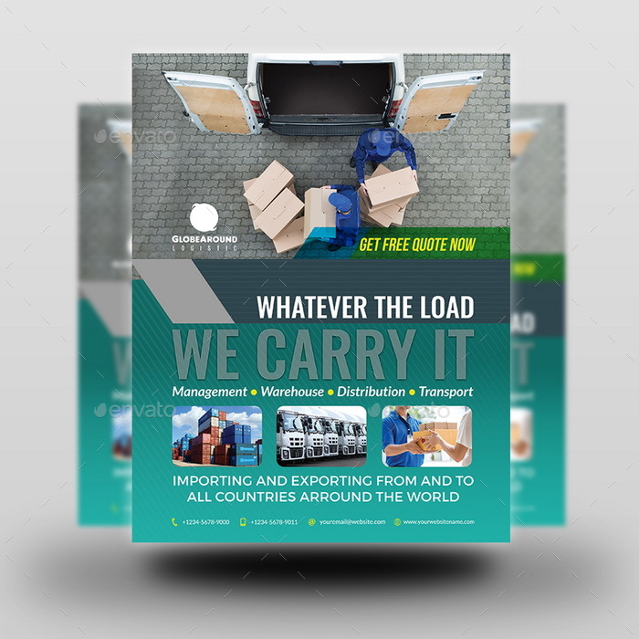 Freight Logistic Services Flyer Template Vol.5, Print Templates ...