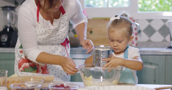 Pretty Little Girl Helper In The Kitchen, Stock Footage | VideoHive