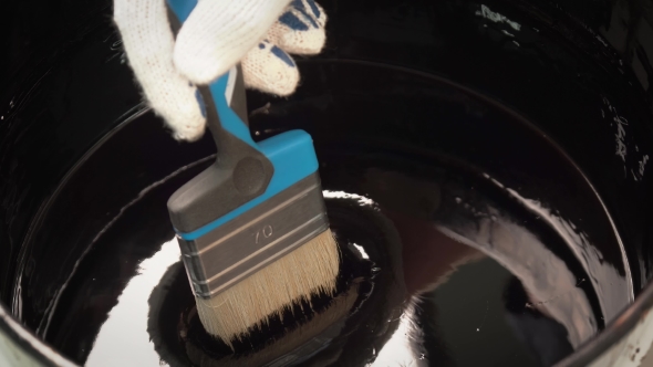 Painter's Brush Dipped In a Bowl Of Thick Bitumen, Stock Footage ...