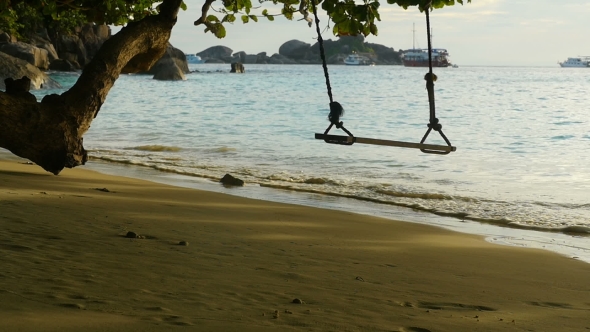 A Rope Swings On The Beach, Stock Footage | VideoHive