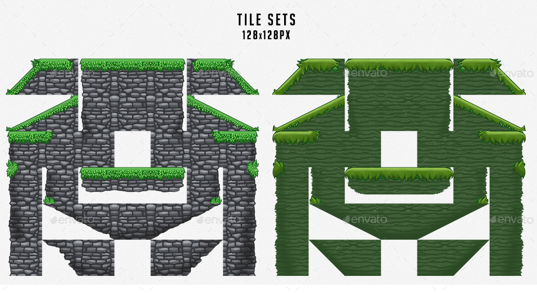 2D Platformer Mountain Game Background with Tile Sets & Objects by ...