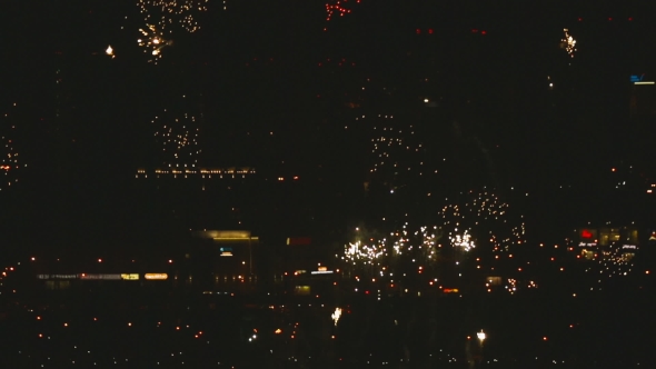 Fireworks Flashing In The Evening, Stock Footage | VideoHive