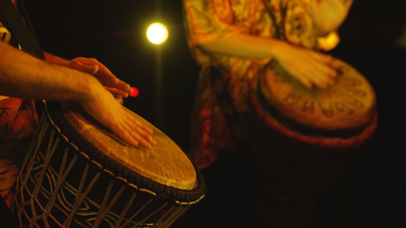 The Drummers Beat a Hand Drum, Stock Footage | VideoHive