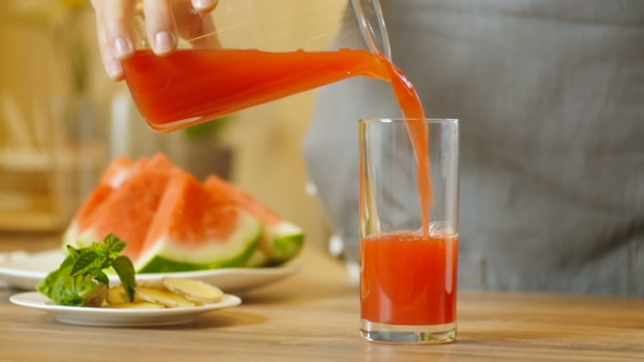 Fresh Red Juice Pouring Glass, Stock Footage | VideoHive