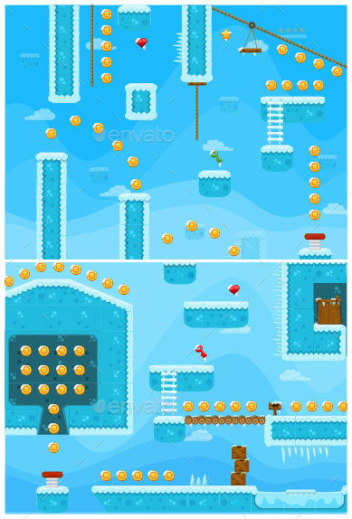 Ice Game Platformer Tilesets, Game Assets | GraphicRiver