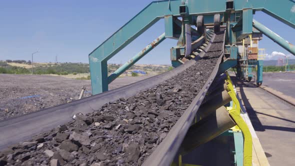 Thermal power plant coal stacking, loading process., Stock Footage