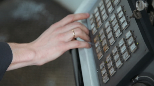 Press The Keys Of a CNC Machine, Stock Footage | VideoHive