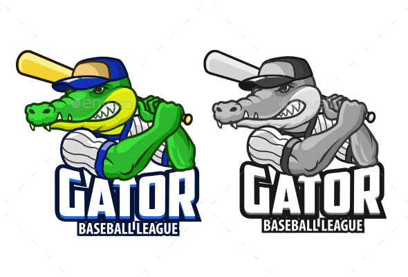 Gator Baseball Cartoon Mascot by GamespriteZ | GraphicRiver