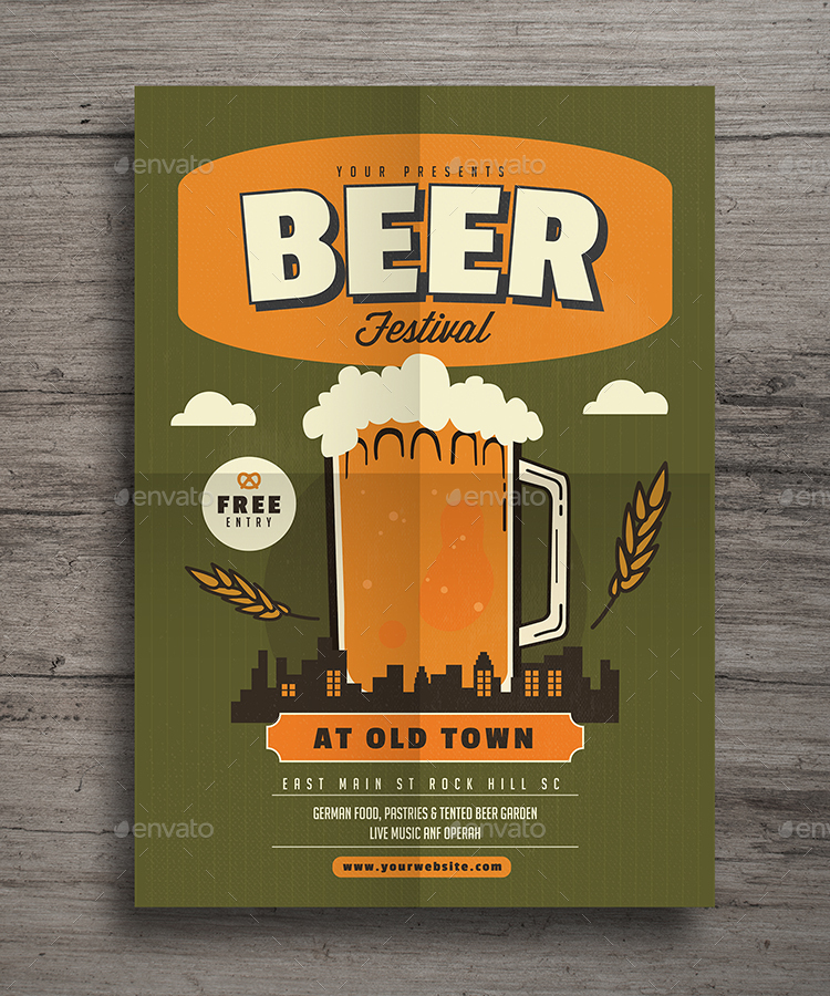Retro VIntage Beer Festival Flyer, Print Templates | GraphicRiver