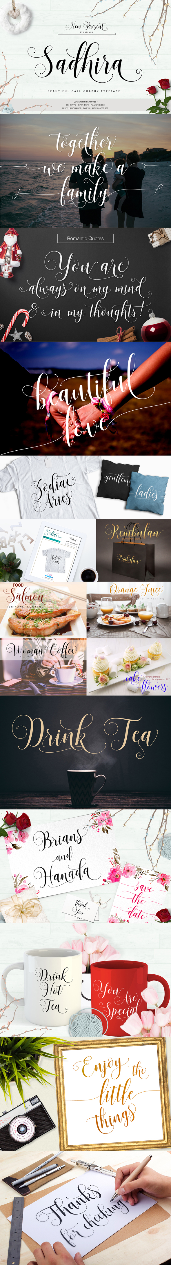 Sadhira Script - Calligraphy Typeface by Prospekart | GraphicRiver