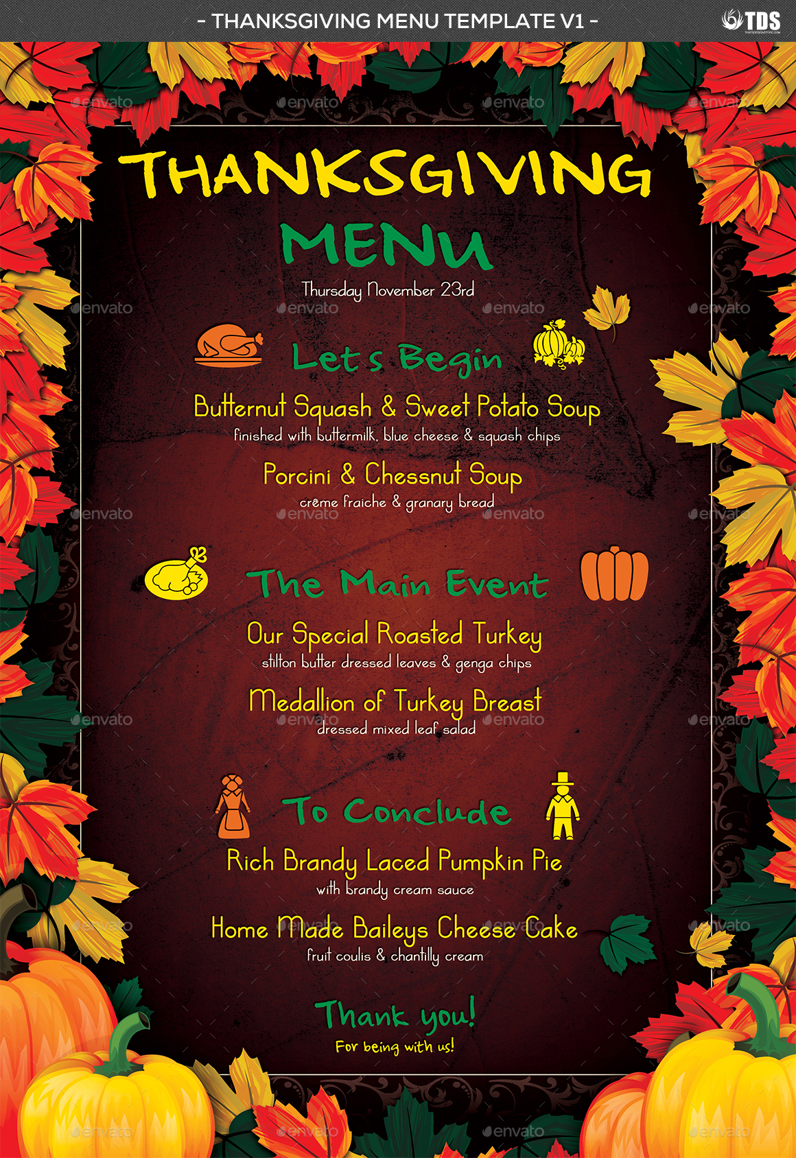 Thanksgiving Menu Template V1 by lou606 | GraphicRiver
