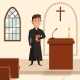 Christian Catholic Priest Preaching at Church, Vectors | GraphicRiver