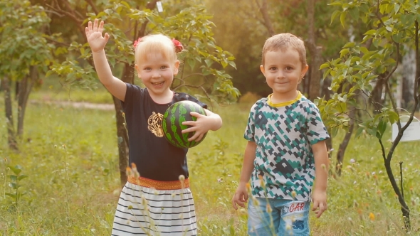 Children Waving Hands On Nature, Stock Footage | VideoHive
