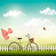 Nature Meadow Landscape With A Bicycle. Vector., Vectors | GraphicRiver