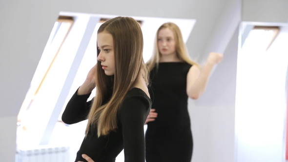 Young Female Posing In Model School., Stock Footage | VideoHive