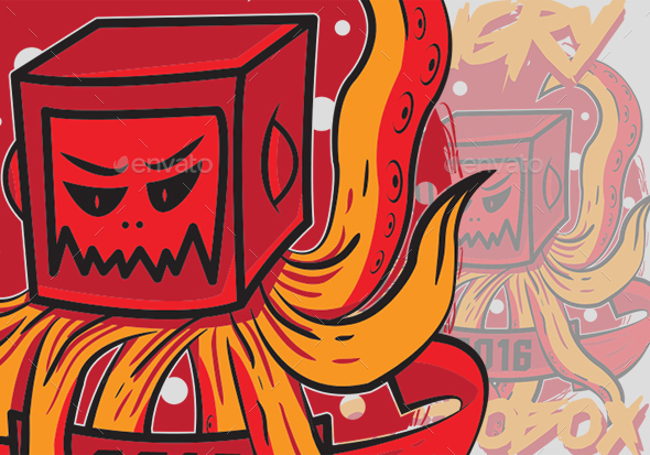 Angry Octo Box, T-Shirts | GraphicRiver