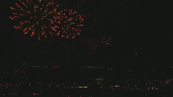 Fireworks Flashing In The Evening, Stock Footage | VideoHive