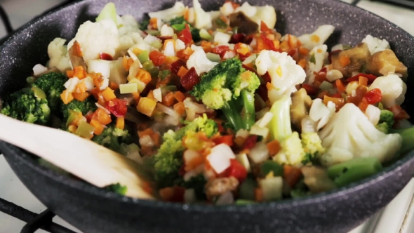 Cooking Mixture Of Vegetables Prepared, Stock Footage | VideoHive