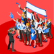 Election News Infographic Party Rally Vector Isometric People, Vectors