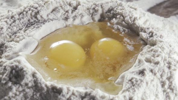 Egg Dropping Into Flour, Stock Footage | VideoHive