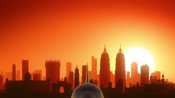 Mumbai Skyline Sunrise Take Off, Motion Graphics | VideoHive