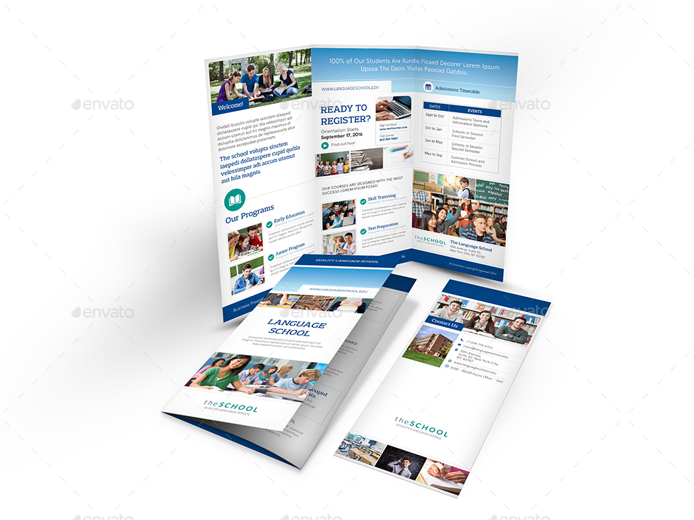 Language School Trifold Brochure, Print Templates | GraphicRiver