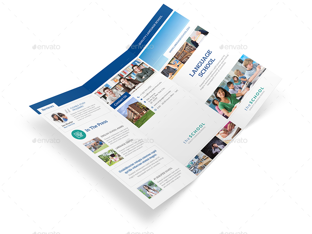 Language School Trifold Brochure, Print Templates | GraphicRiver