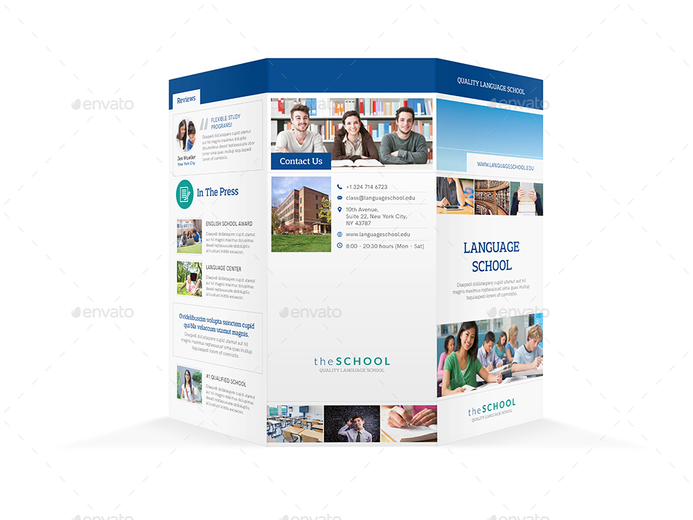 Language School Trifold Brochure, Print Templates | GraphicRiver