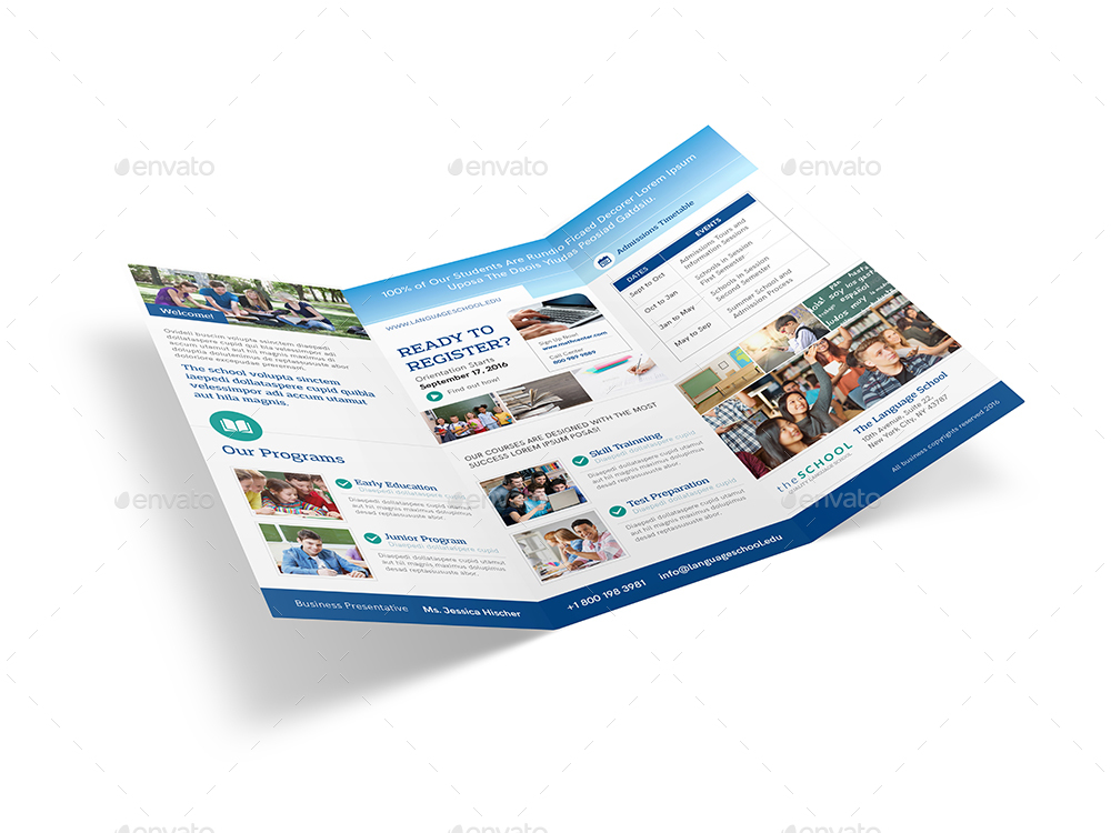 Language School Trifold Brochure, Print Templates | GraphicRiver