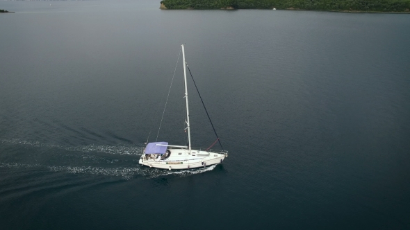 Aerial View of Floating Yacht, Stock Footage | VideoHive
