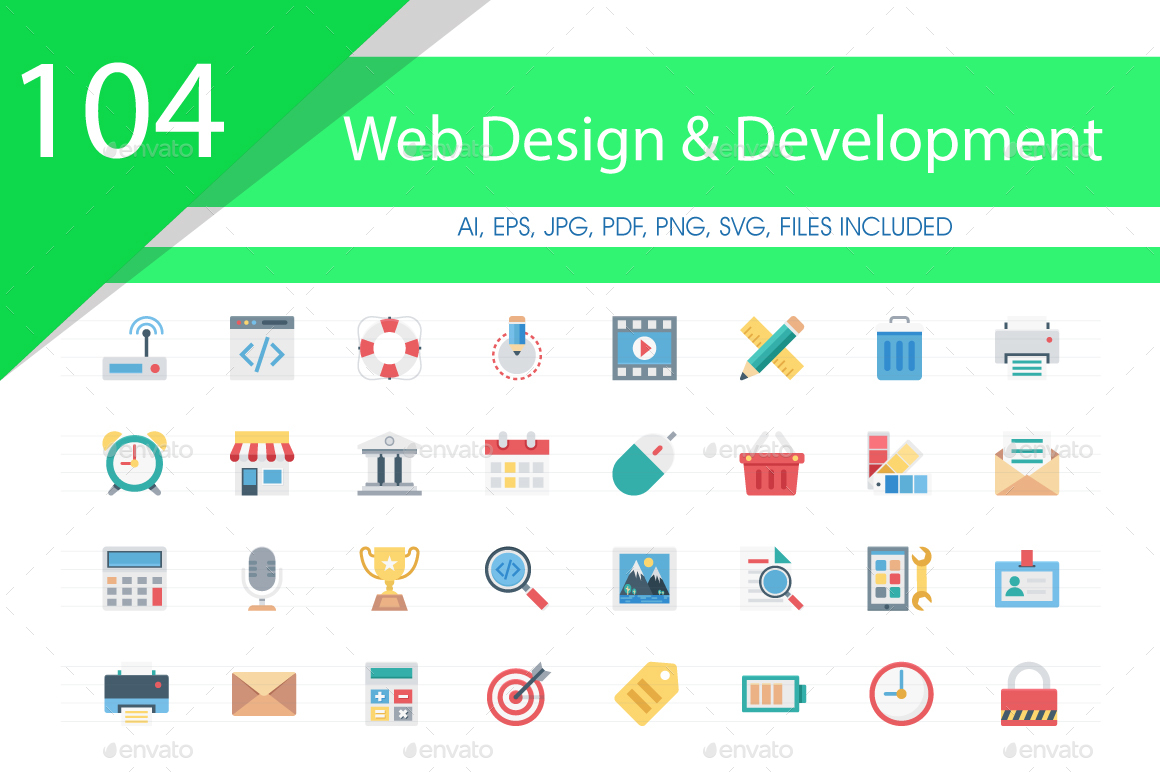 100+ Web Design and Development Flat Icons, Icons | GraphicRiver