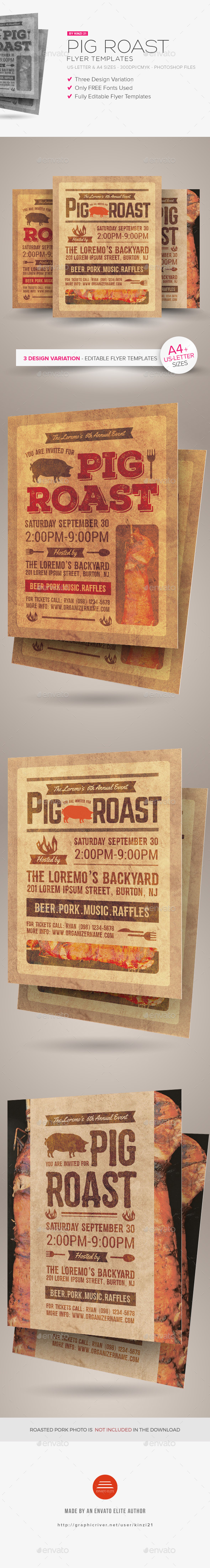 Pig Roast Flyer Templates by kinzi21 | GraphicRiver