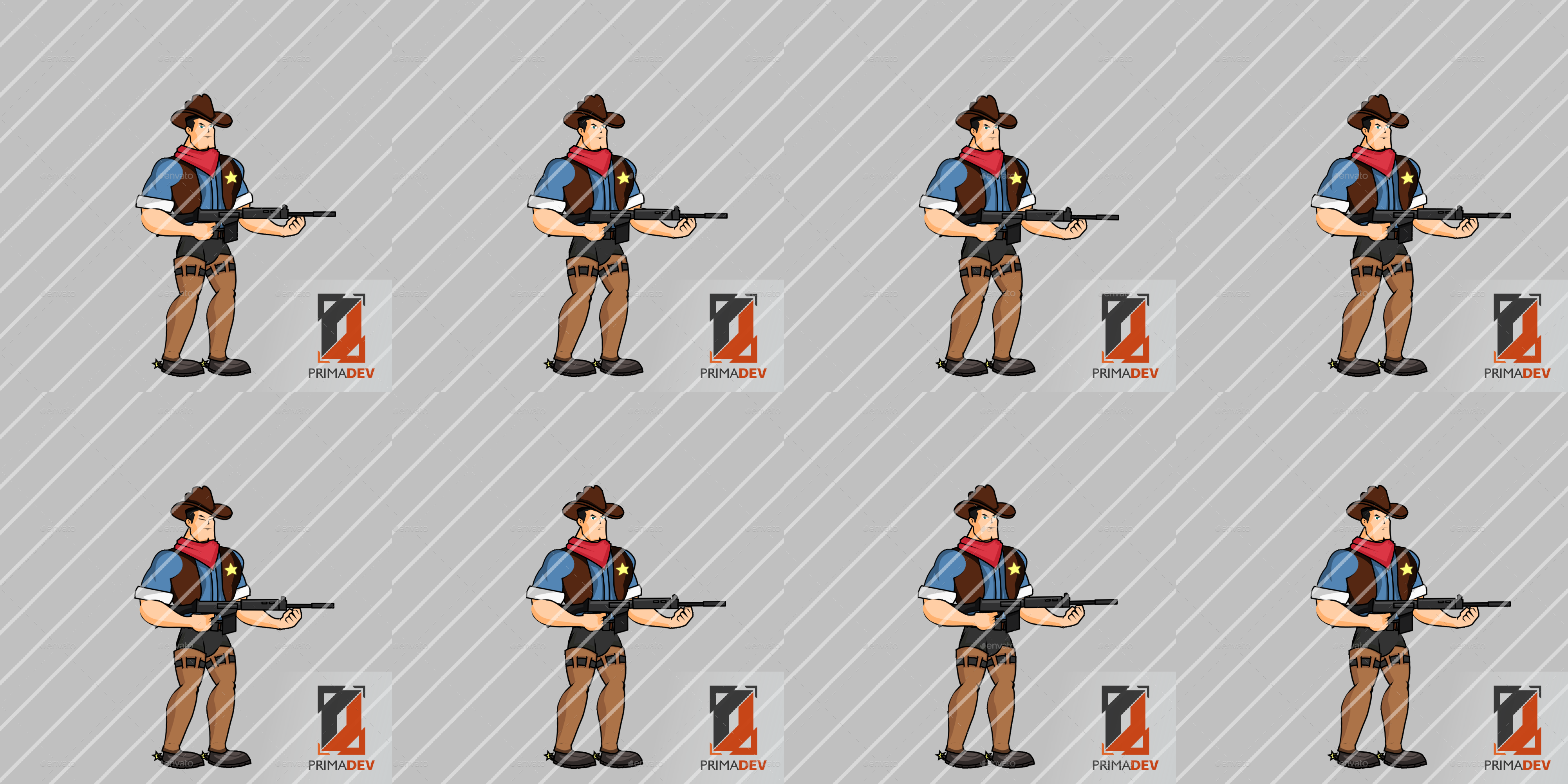 The Cowboy Spritesheet Character by PrimaDev | GraphicRiver
