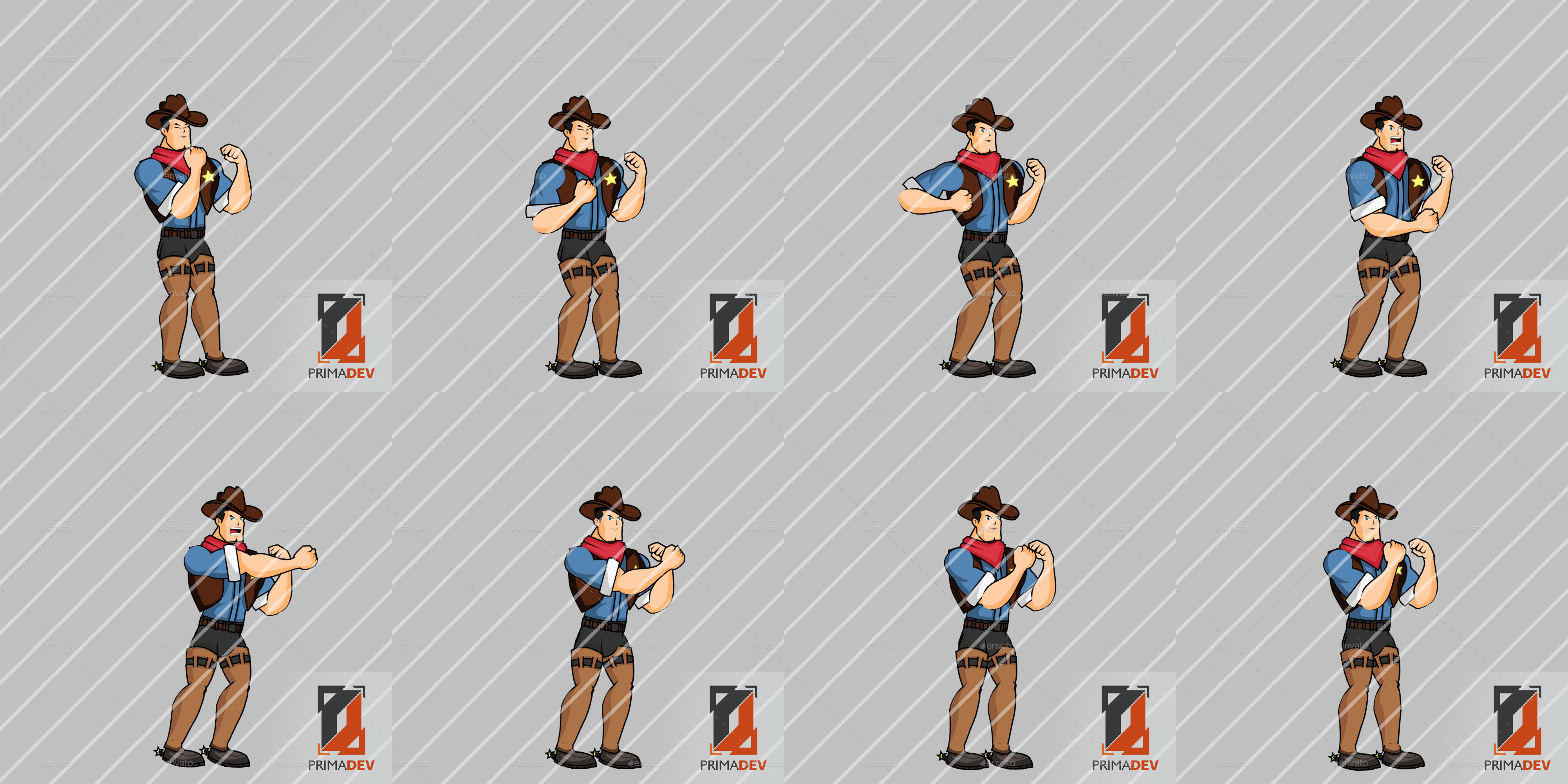 The Cowboy Spritesheet Character by PrimaDev | GraphicRiver