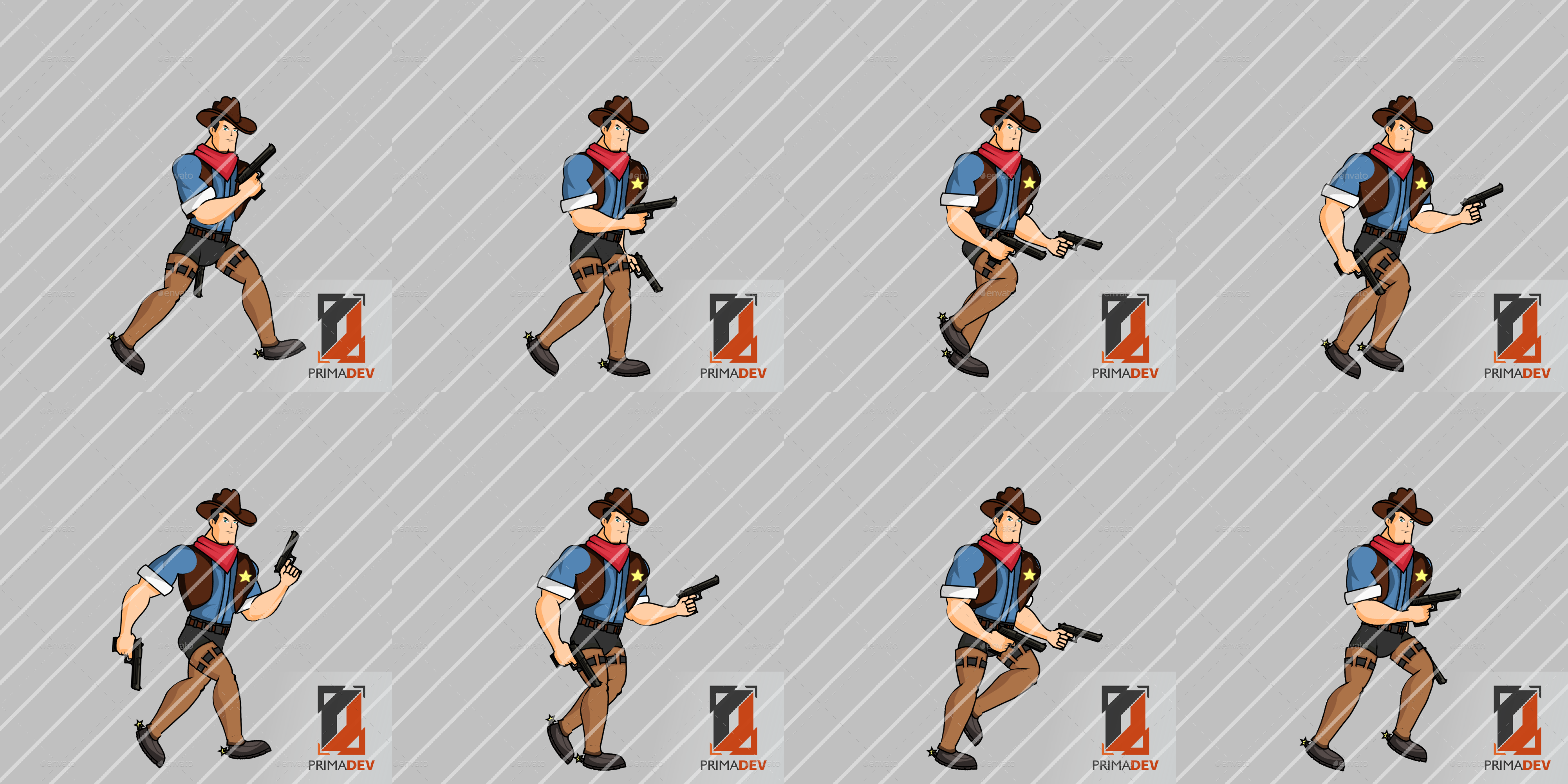The Cowboy Spritesheet Character by PrimaDev | GraphicRiver