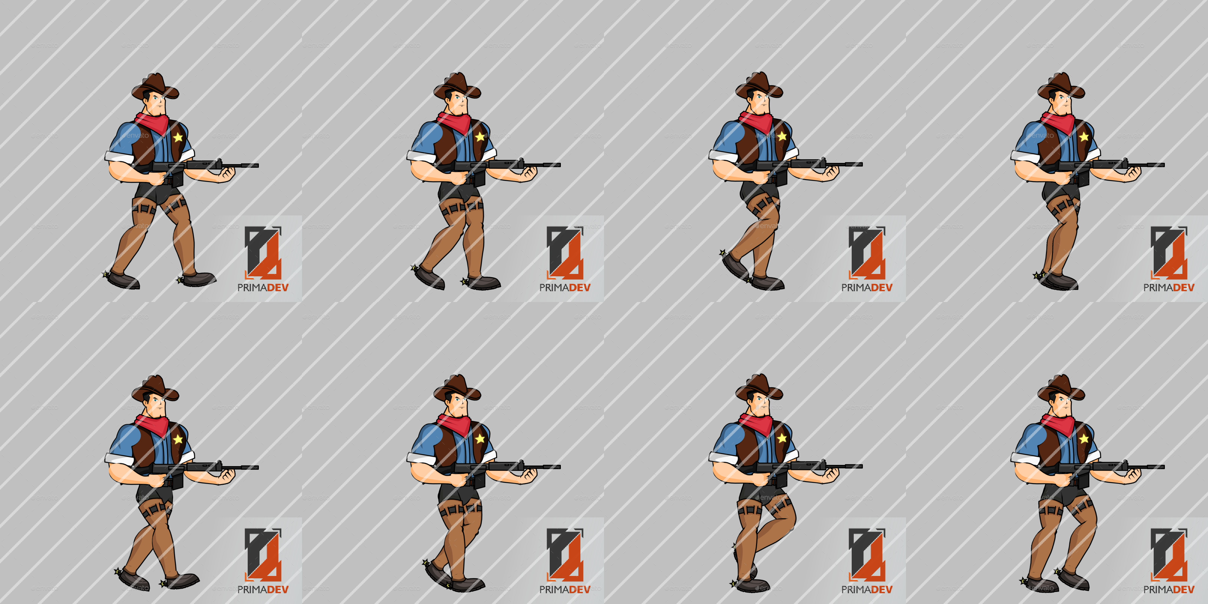 The Cowboy Spritesheet Character by PrimaDev | GraphicRiver