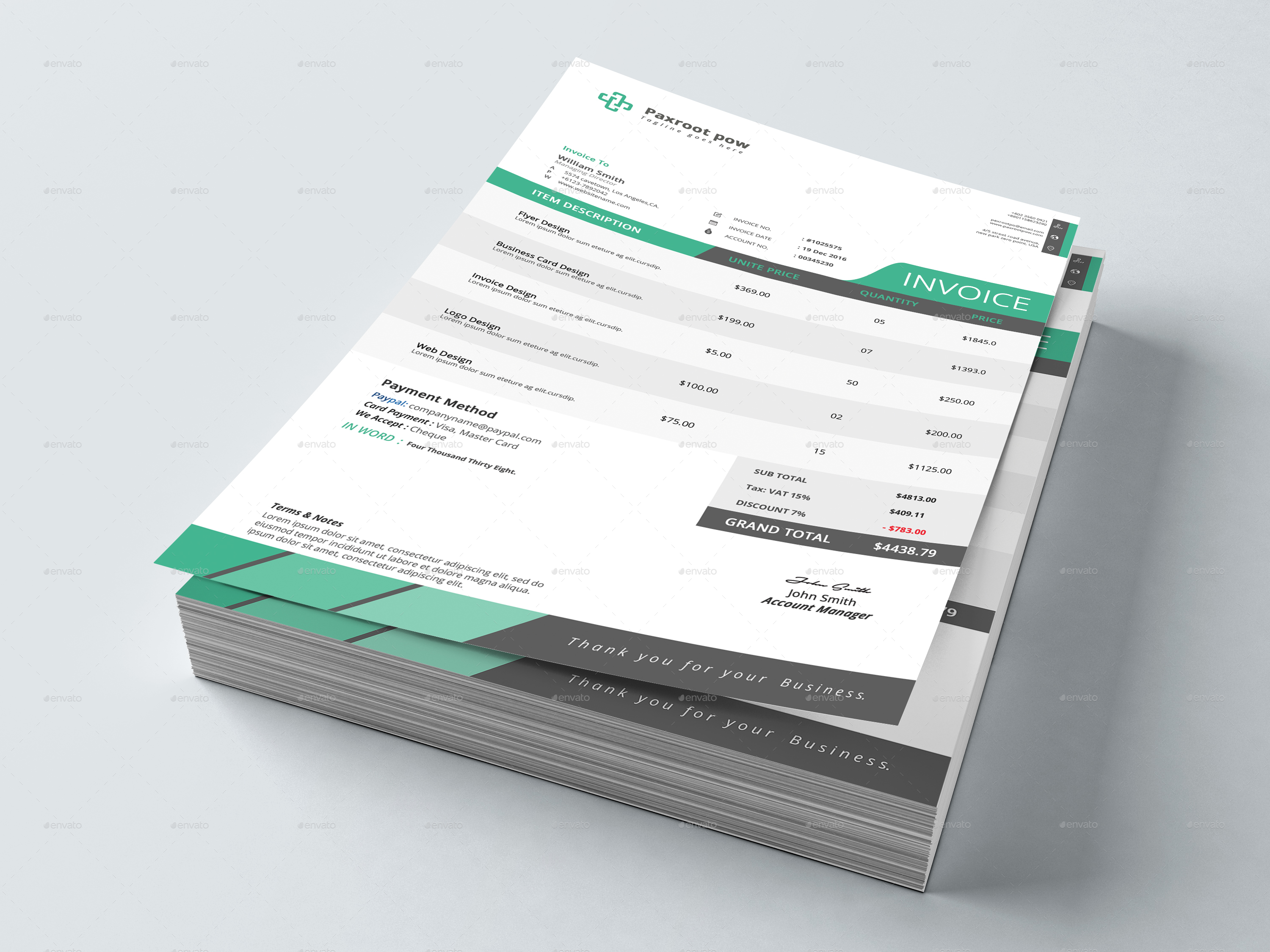 Invoice Excel, Print Templates | GraphicRiver