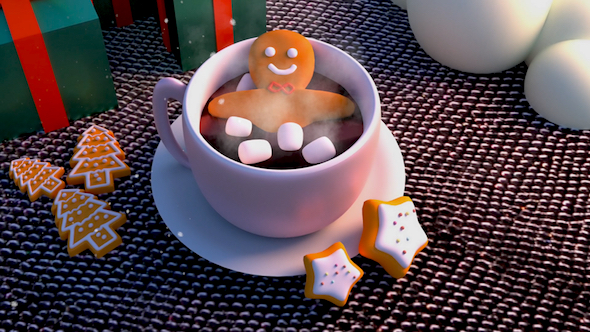Gingerbread Man And Hot Chocolate, Motion Graphics | VideoHive