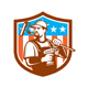 Handyman Cordless Drill Paintroller Crest Flag Retro, Vectors ...