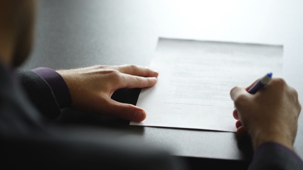 Notary Signing Papers Near Window. Read Everything Carefully. Time To ...