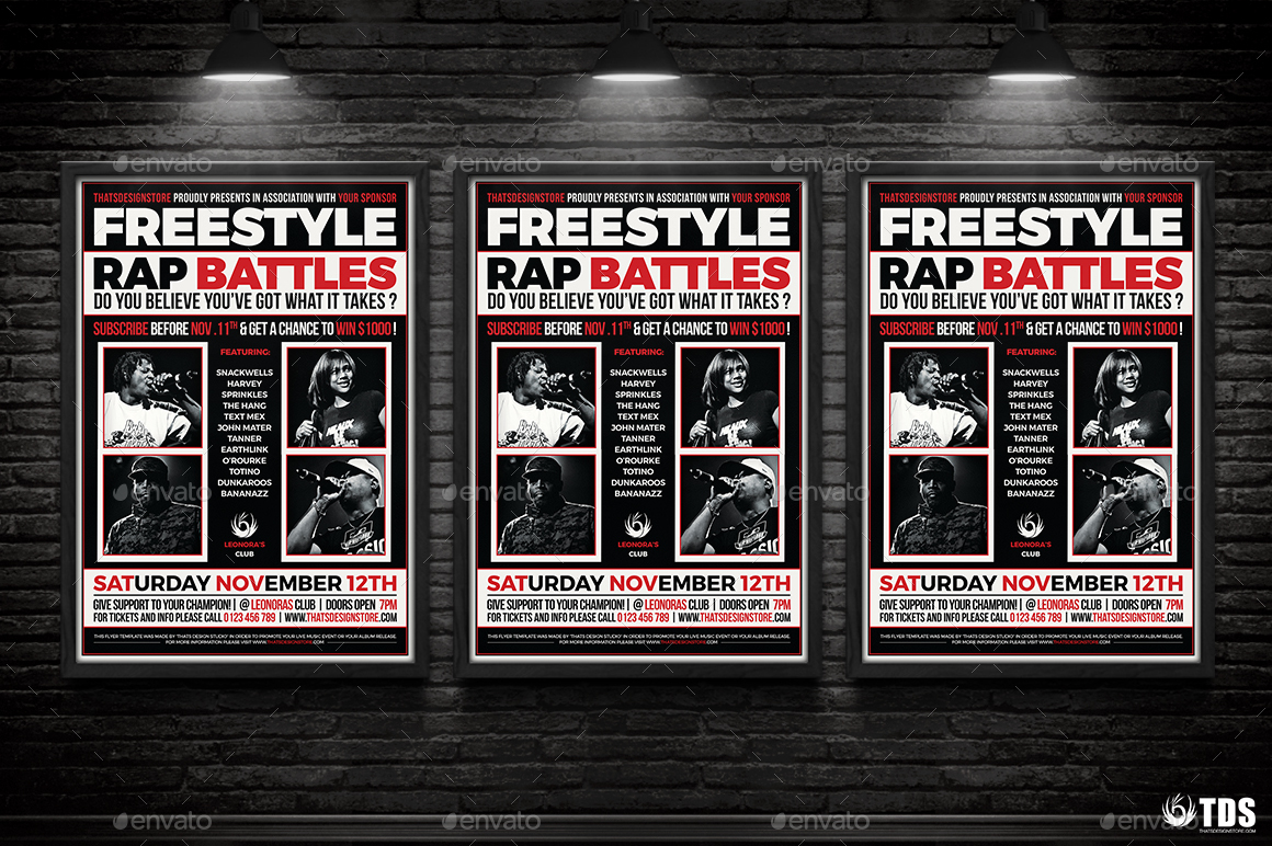 Freestyle Rap Battle Flyer Template V6 by lou606 | GraphicRiver