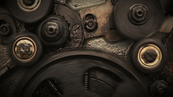 Camera Moving Through Spinning Gears, Stock Footage | VideoHive