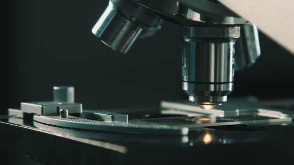 Microscope At Laboratory, Stock Footage | VideoHive