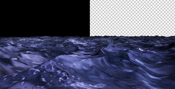 Sea Water - Night Time - Waving Loop, Motion Graphics | VideoHive