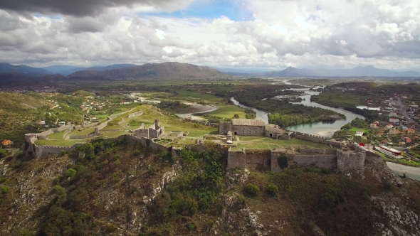 Aerial View Of Rozafa Castle In Albania, Stock Footage | VideoHive
