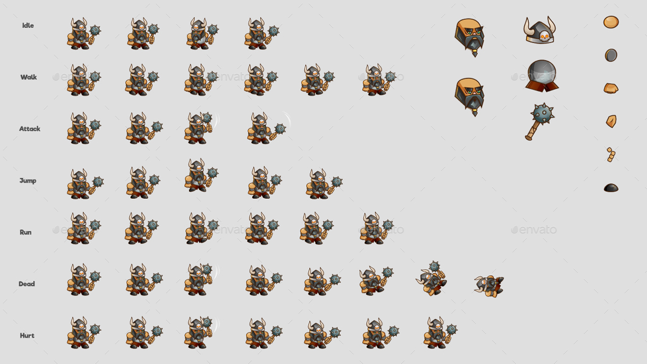 2D Barbarian Character Sprites, Game Assets | GraphicRiver