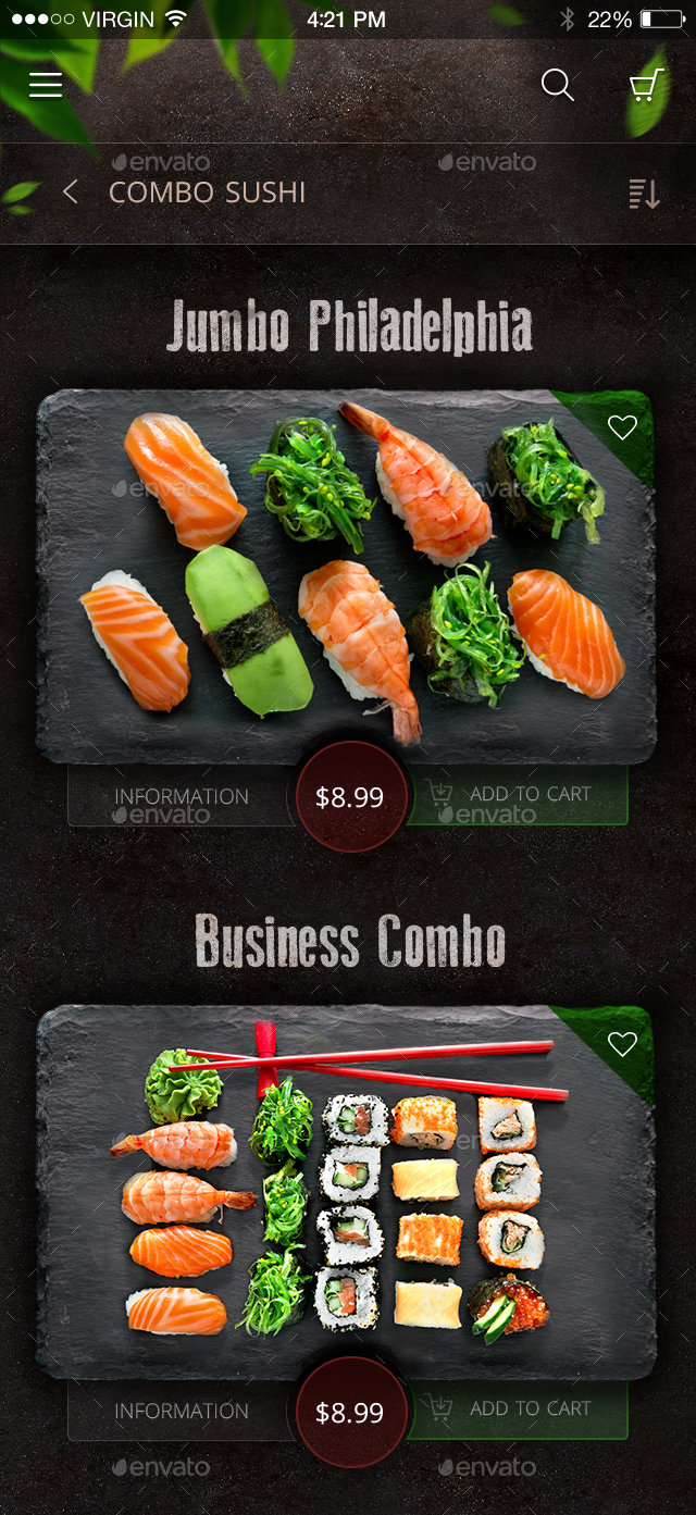 Sushi Shop Restaurant – App design, Web Elements | GraphicRiver