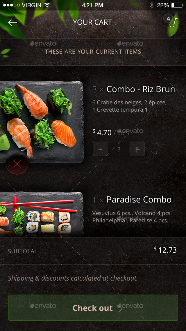 Sushi Shop Restaurant – App design, Web Elements | GraphicRiver