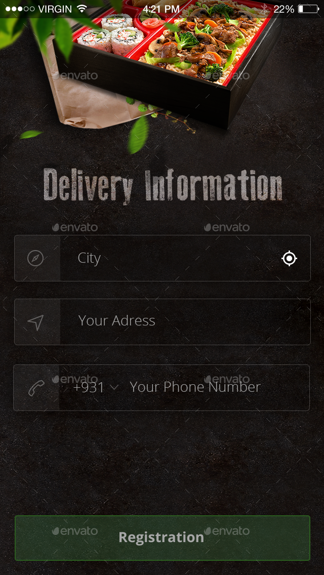 Sushi Shop Restaurant – App design, Web Elements | GraphicRiver