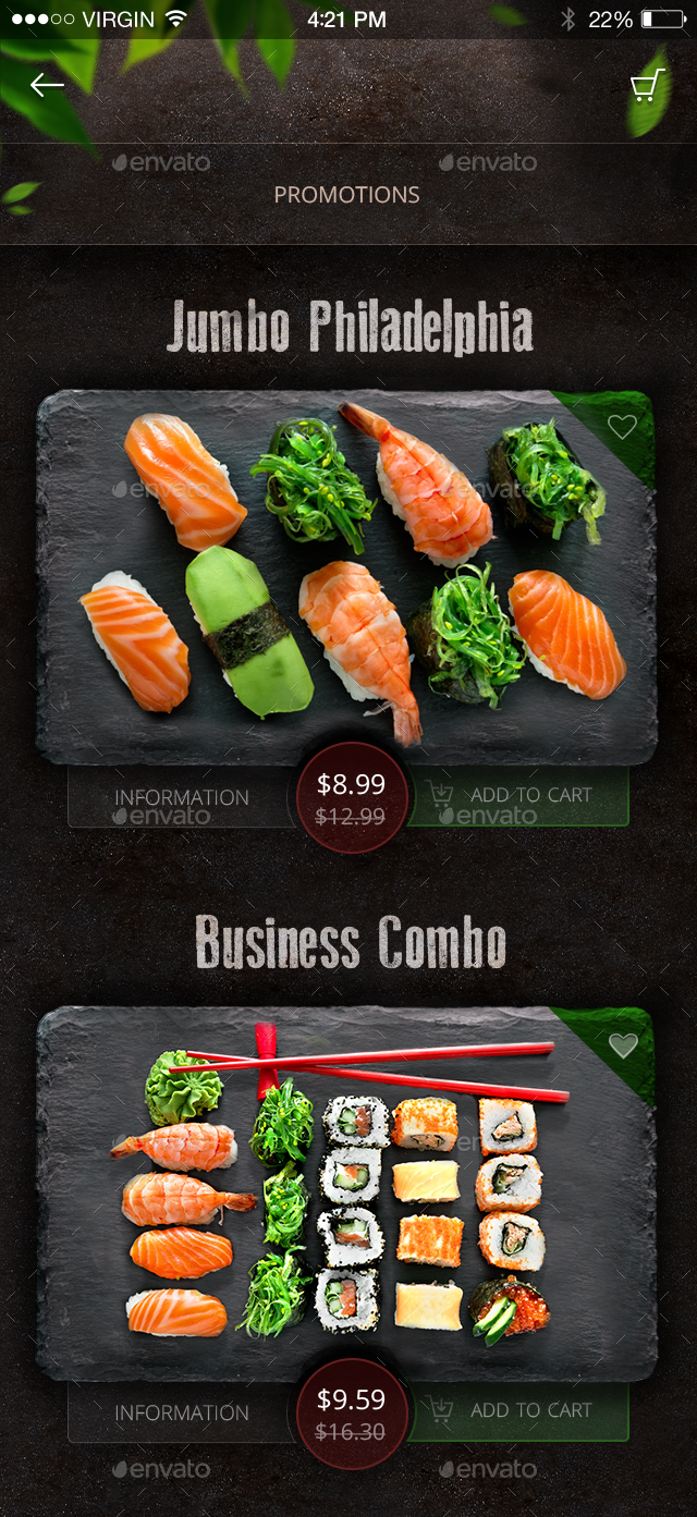 Sushi Shop Restaurant – App design, Web Elements | GraphicRiver